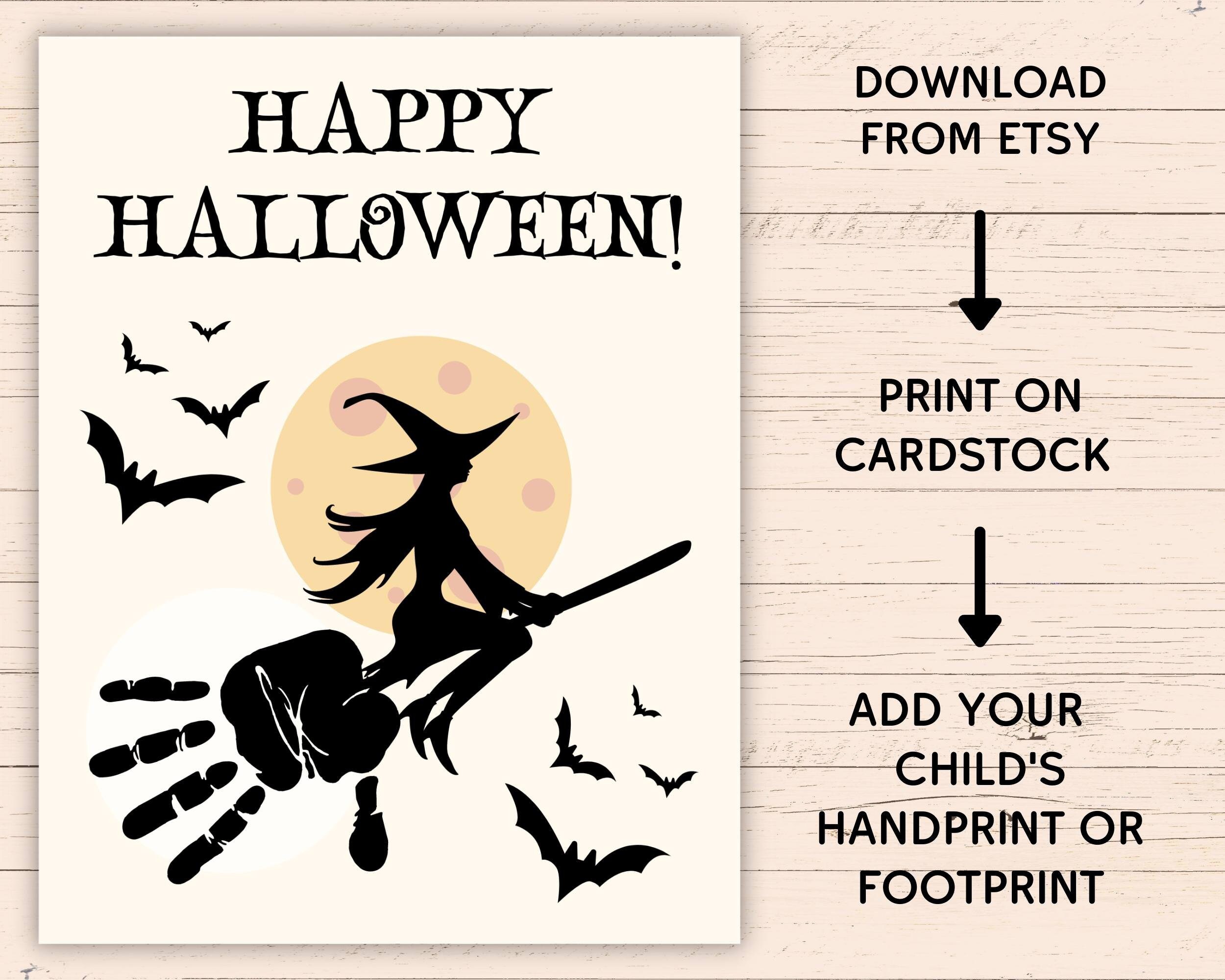 Halloween Witch's Broom Handprint Craft Template - Etsy Canada