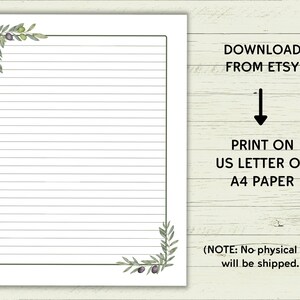 Cute Printable Olive Branch Stationery Digital Note Paper - Etsy