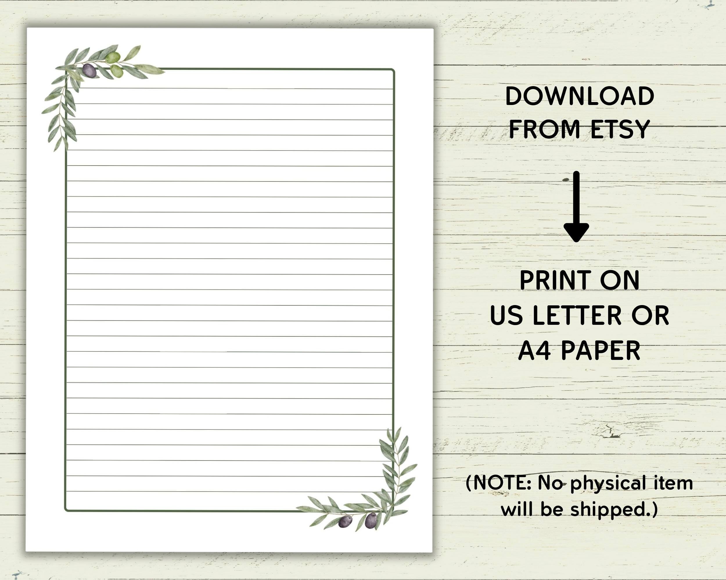 Cute Printable Olive Branch Stationery Digital Note Paper - Etsy