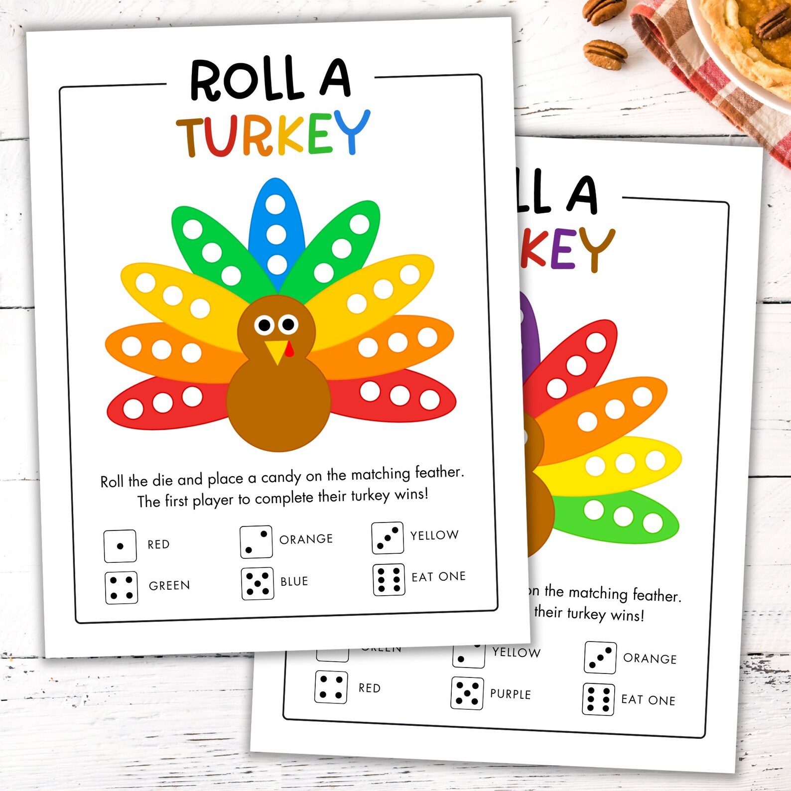 Roll a Turkey Game - Printable Thanksgiving Game - Fall Activity for ...