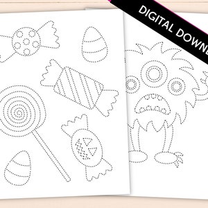 Printable Halloween Trace & Color Sheets Tracing Worksheets - Etsy Canada