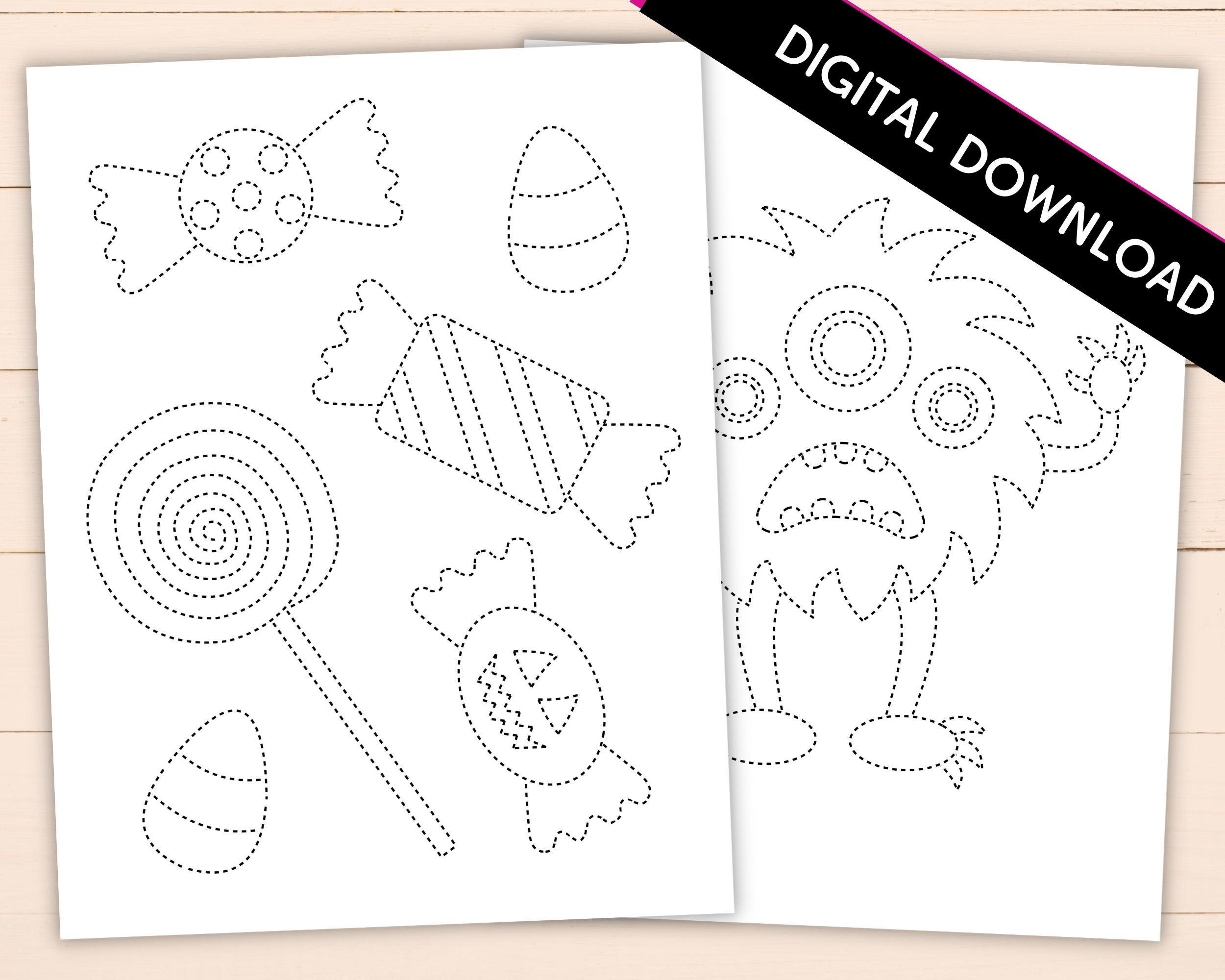 Printable Halloween Trace & Color Sheets Tracing Worksheets - Etsy Canada