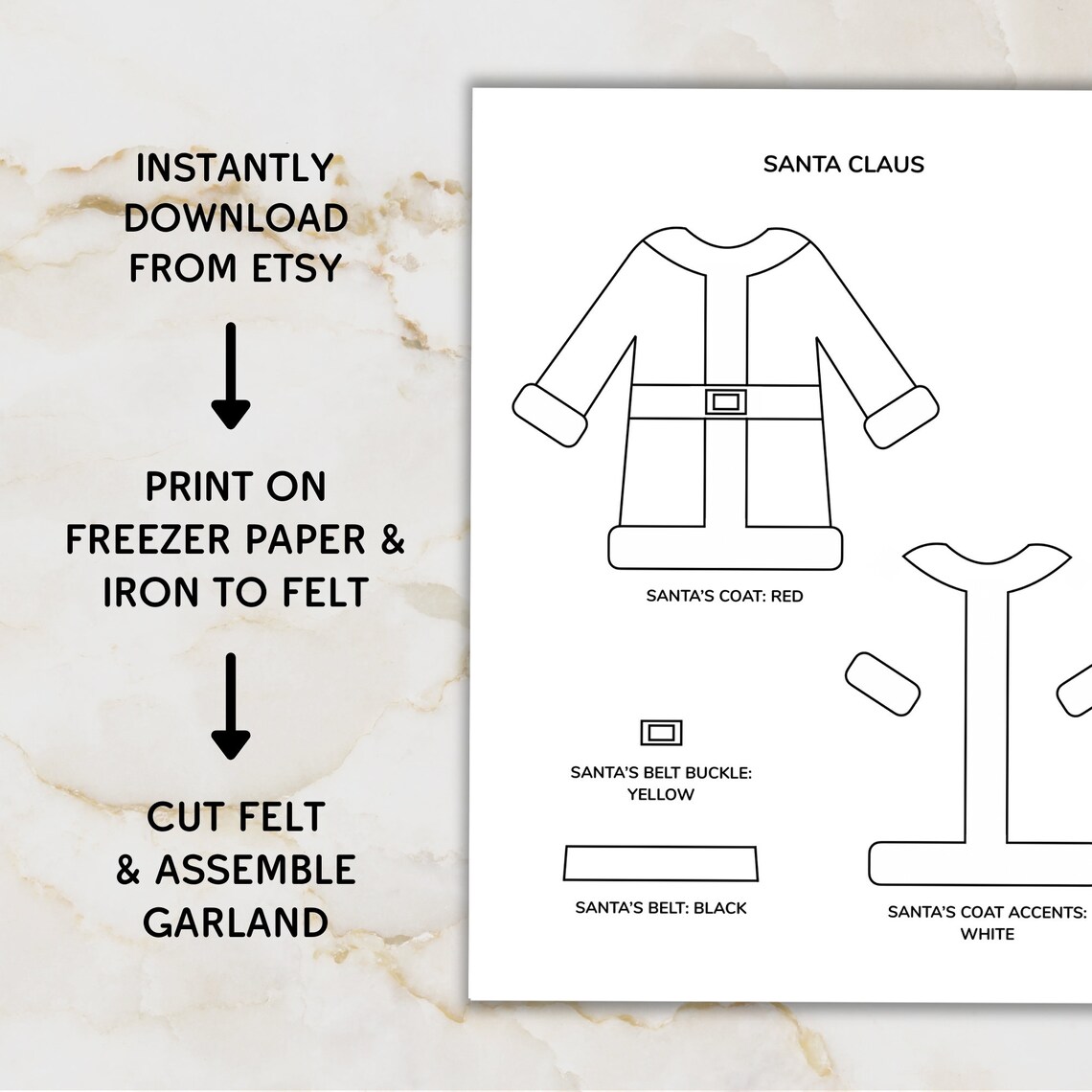 Printable Template for Santa's Clothesline Garland - PDF Instant ...