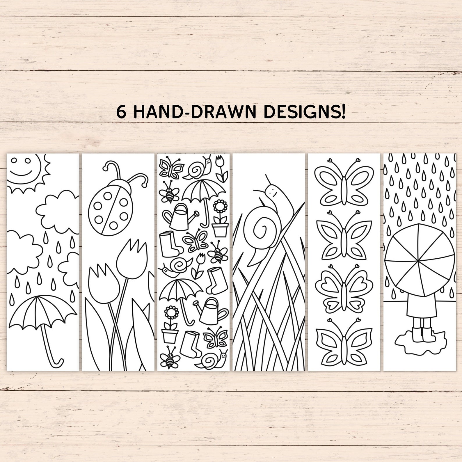 Printable Spring Coloring Bookmarks - Set of 6 - PDF Instant Digital ...
