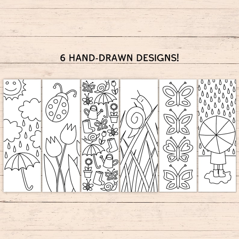 Printable Spring Coloring Bookmarks - Set of 6 - PDF Instant Digital ...