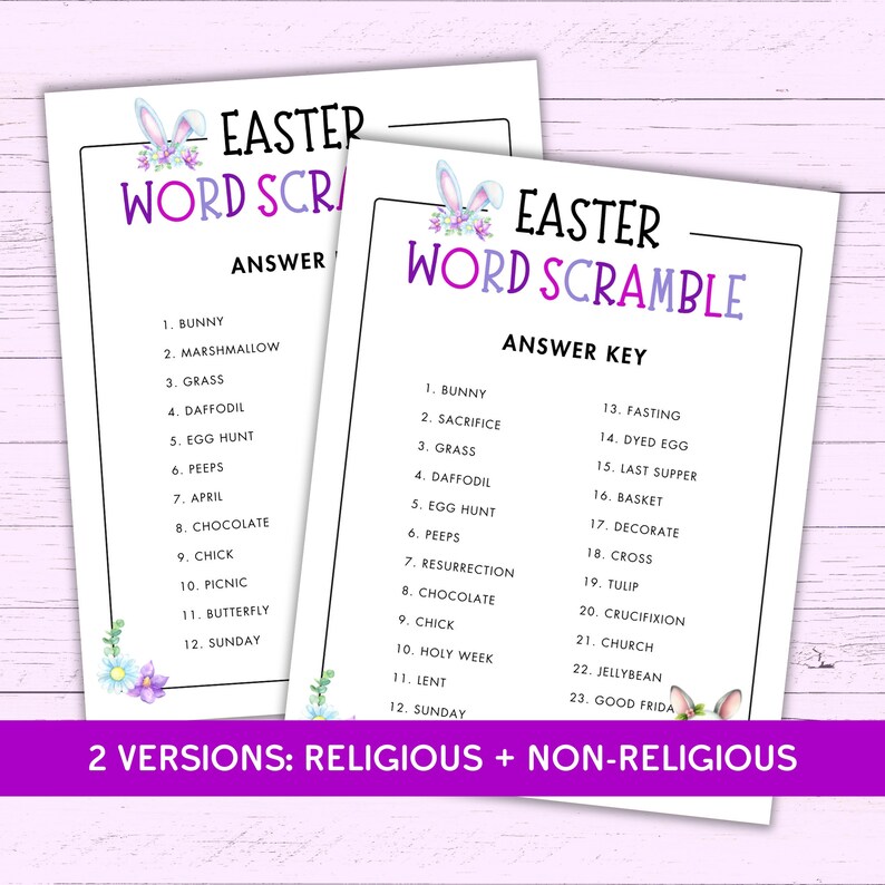 Easter Word Scramble - Printable Easter Activity - Easter Party Game ...