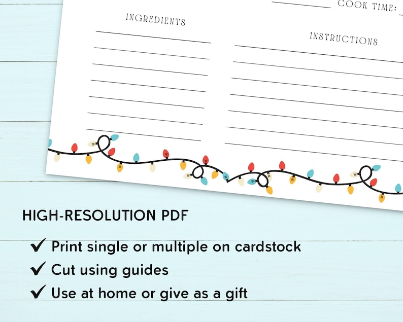 Printable Christmas Recipe Card Editable Recipe Card - Etsy