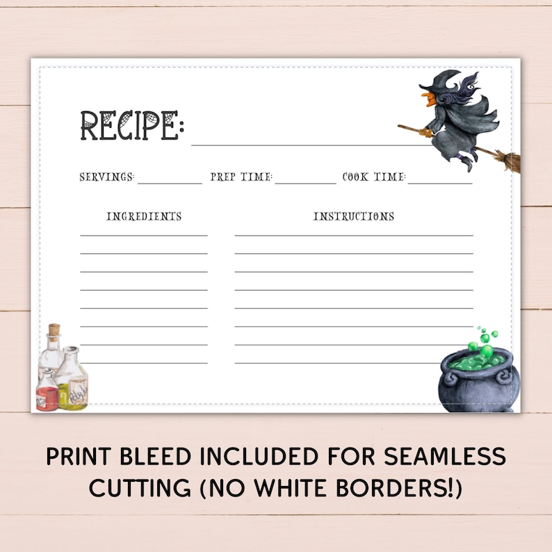 Printable Halloween Recipe Card Bundle - Editable Recipe Card Template ...