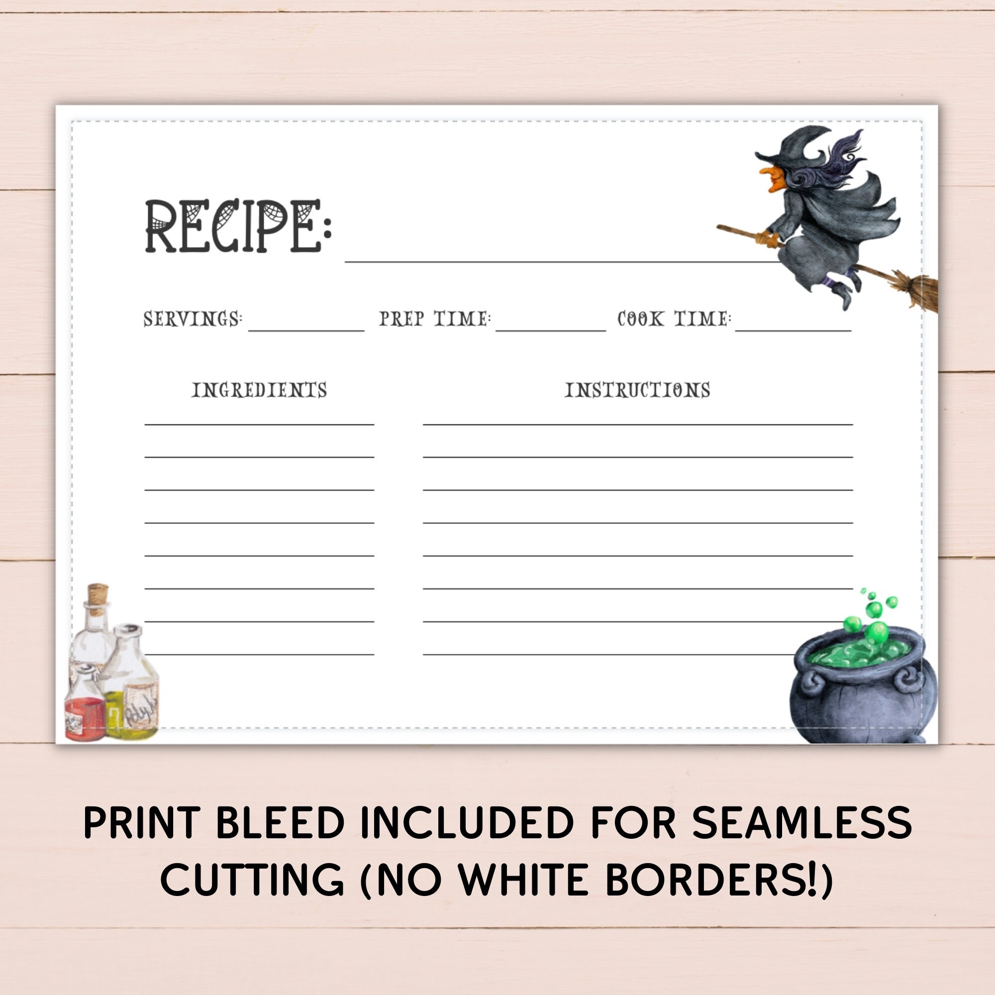 Printable Halloween Recipe Card Bundle - Editable Recipe Card Template ...
