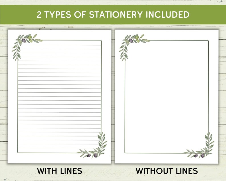 Cute Printable Olive Branch Stationery Digital Note Paper - Etsy