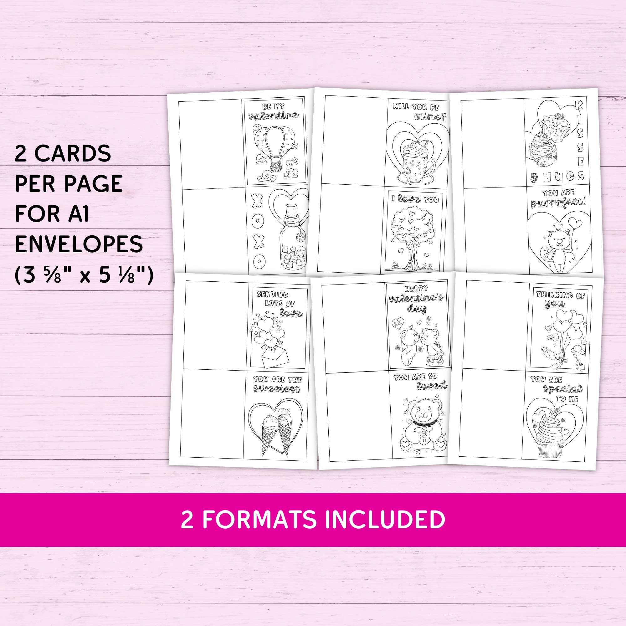 Tarjetas para colorear del Día de San Valentín - 12 diseños dibujados a ...