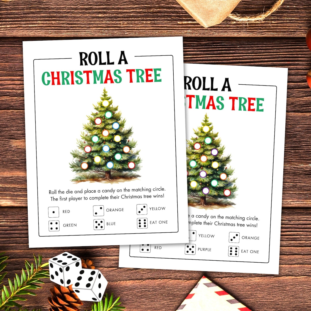 Roll a Christmas Tree Game - Printable Holiday Game - Christmas ...
