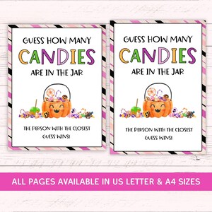 Candy Guessing Game - Printable Halloween Party Game - Classroom Game ...