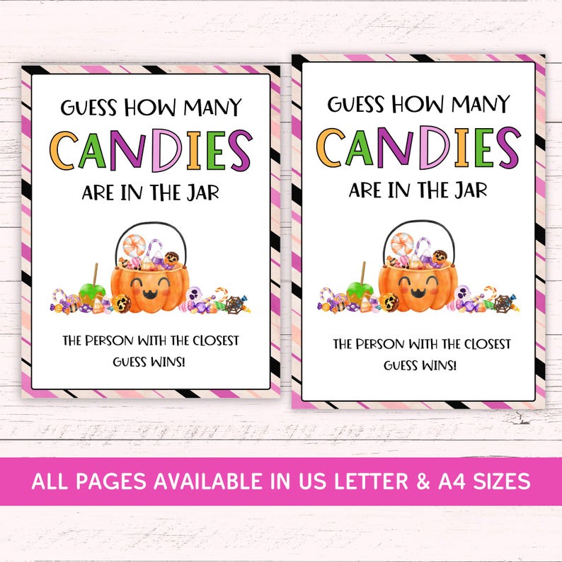 Candy Guessing Game - Printable Halloween Party Game - Classroom Game ...