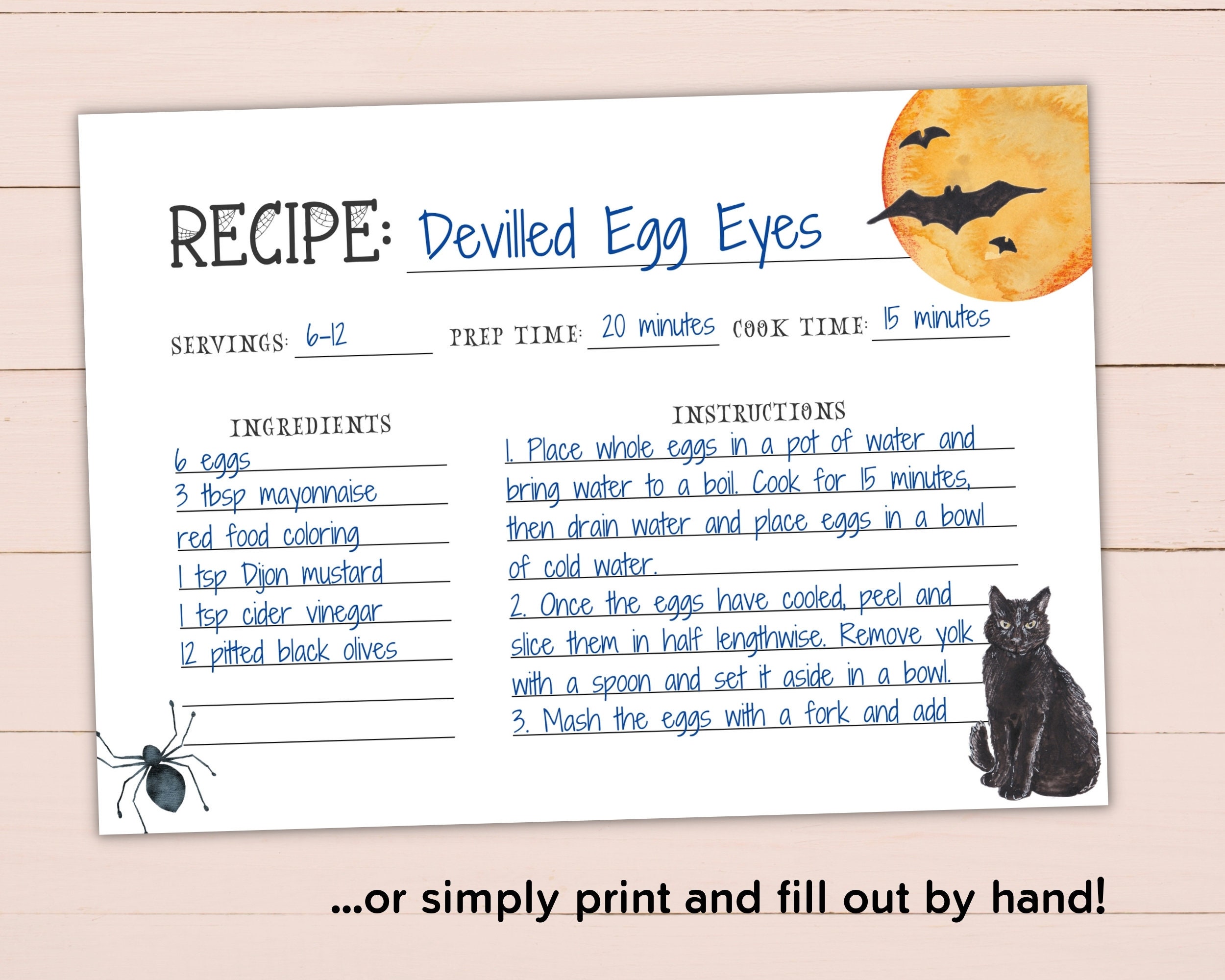 Printable Halloween Recipe Card Bundle Editable Recipe Card Template ...