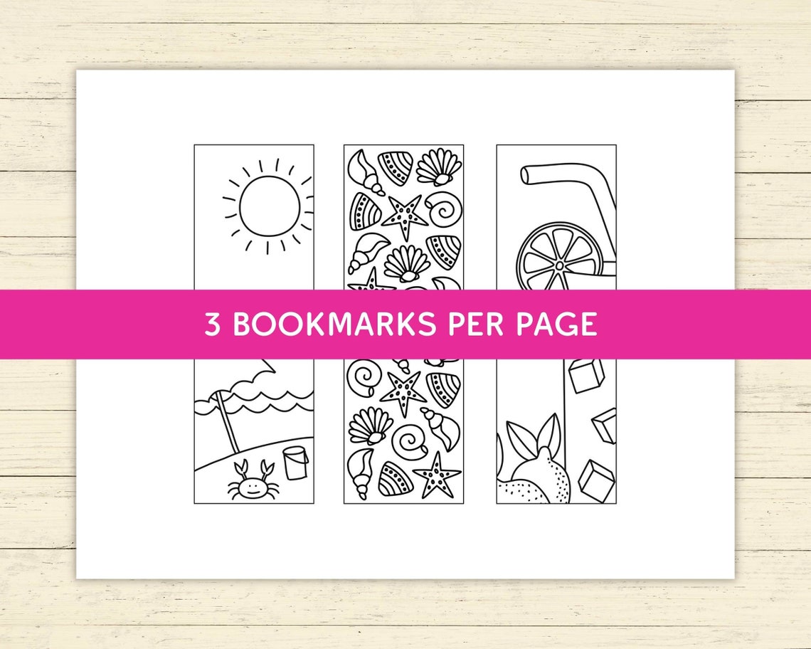 Printable Summer Coloring Bookmarks Set of 6 PDF Instant - Etsy Canada