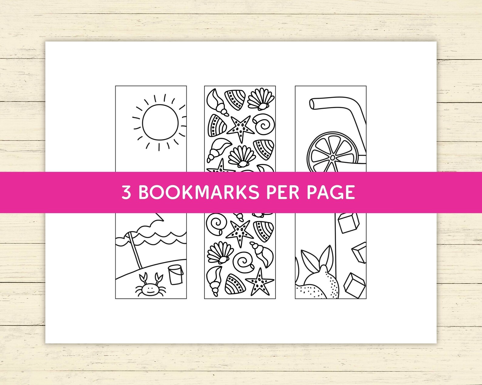 Printable Summer Coloring Bookmarks Set of 6 PDF Instant - Etsy Canada