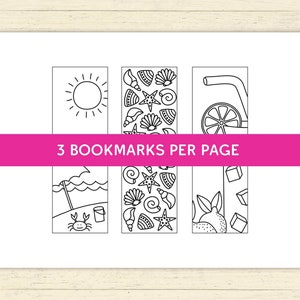 Printable Summer Coloring Bookmarks Set of 6 PDF Instant - Etsy Canada