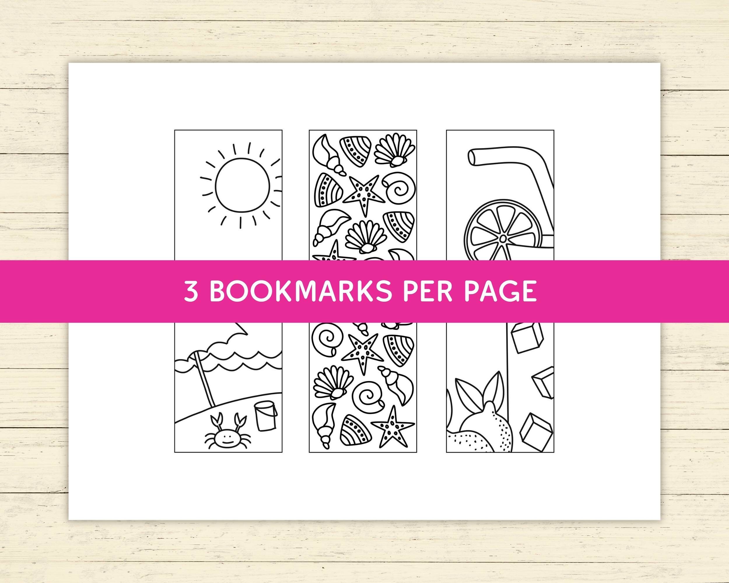 Printable Summer Coloring Bookmarks Set of 6 PDF Instant - Etsy