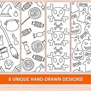 Printable Halloween Coloring Bookmarks Set of 8 PDF - Etsy