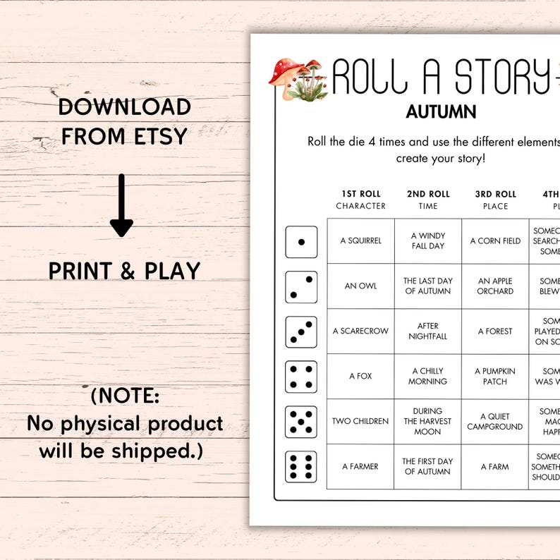 Autumn Roll a Story - Creative Writing Prompt Activity - Printable ...