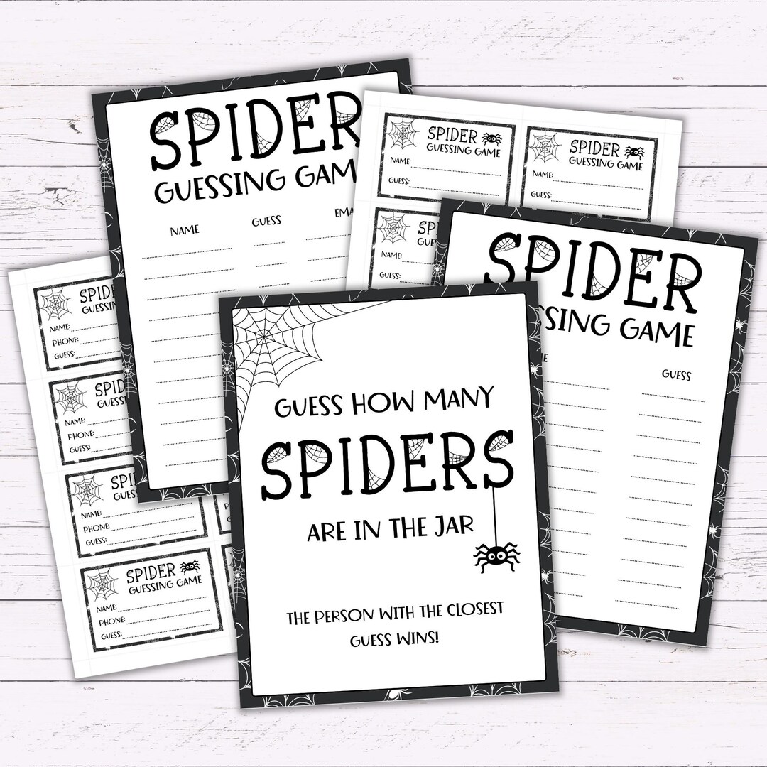 Spider Guessing Game - Printable Halloween Party Game - Classroom Game ...