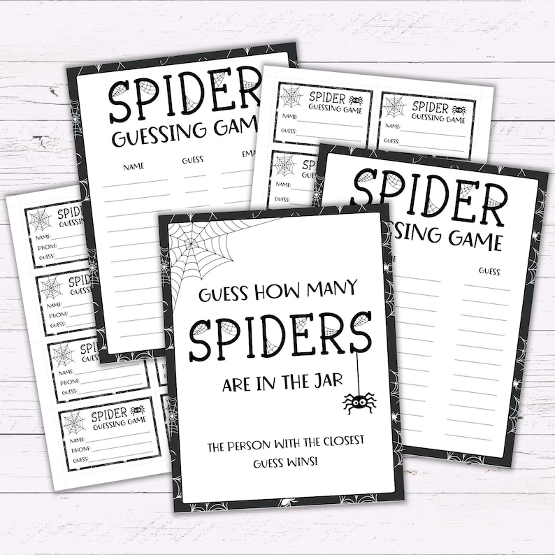 Spider Guessing Game - Printable Halloween Party Game - Classroom Game ...