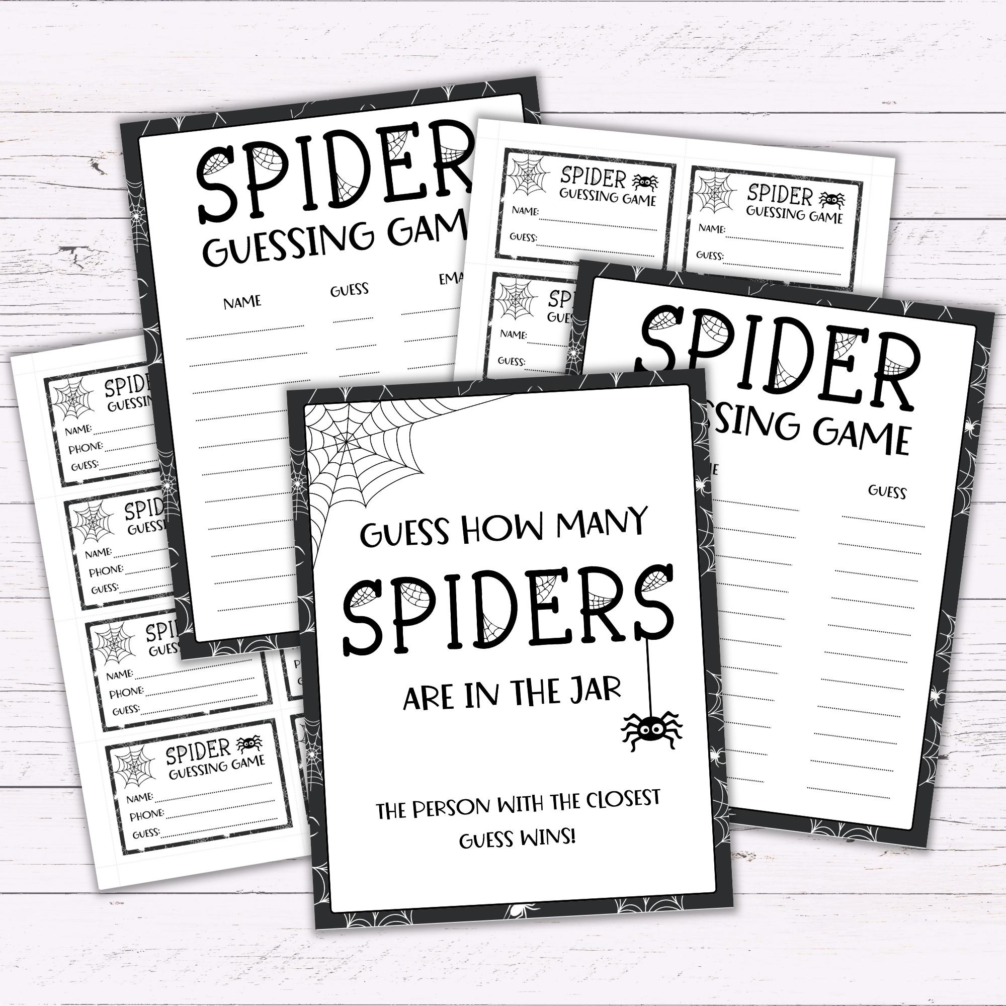 Spider Guessing Game - Printable Halloween Party Game - Classroom Game ...