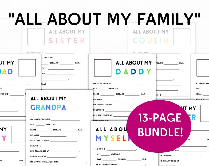 My Family, Coloring Activity, Homeschool Printable, Coloring Page for ...