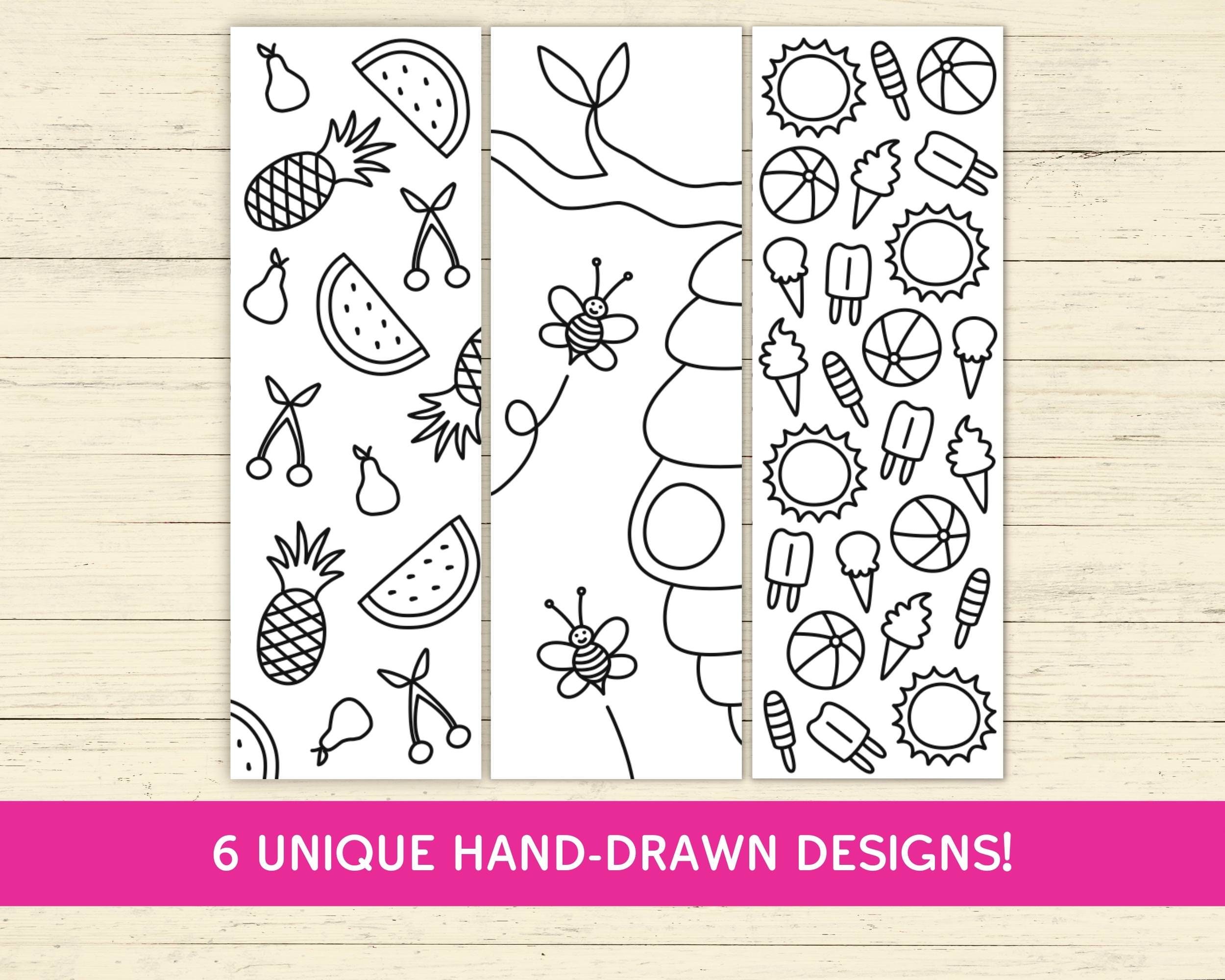 Printable Summer Coloring Bookmarks Set of 6 PDF Instant - Etsy