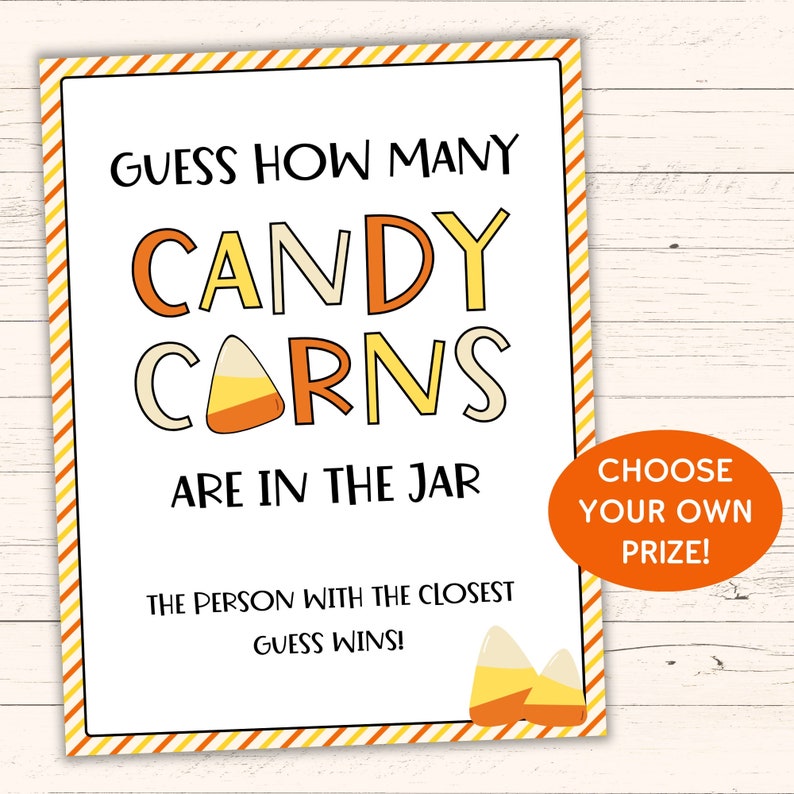 Candy Corn Guessing Game - Printable Halloween Party Game - Classroom ...