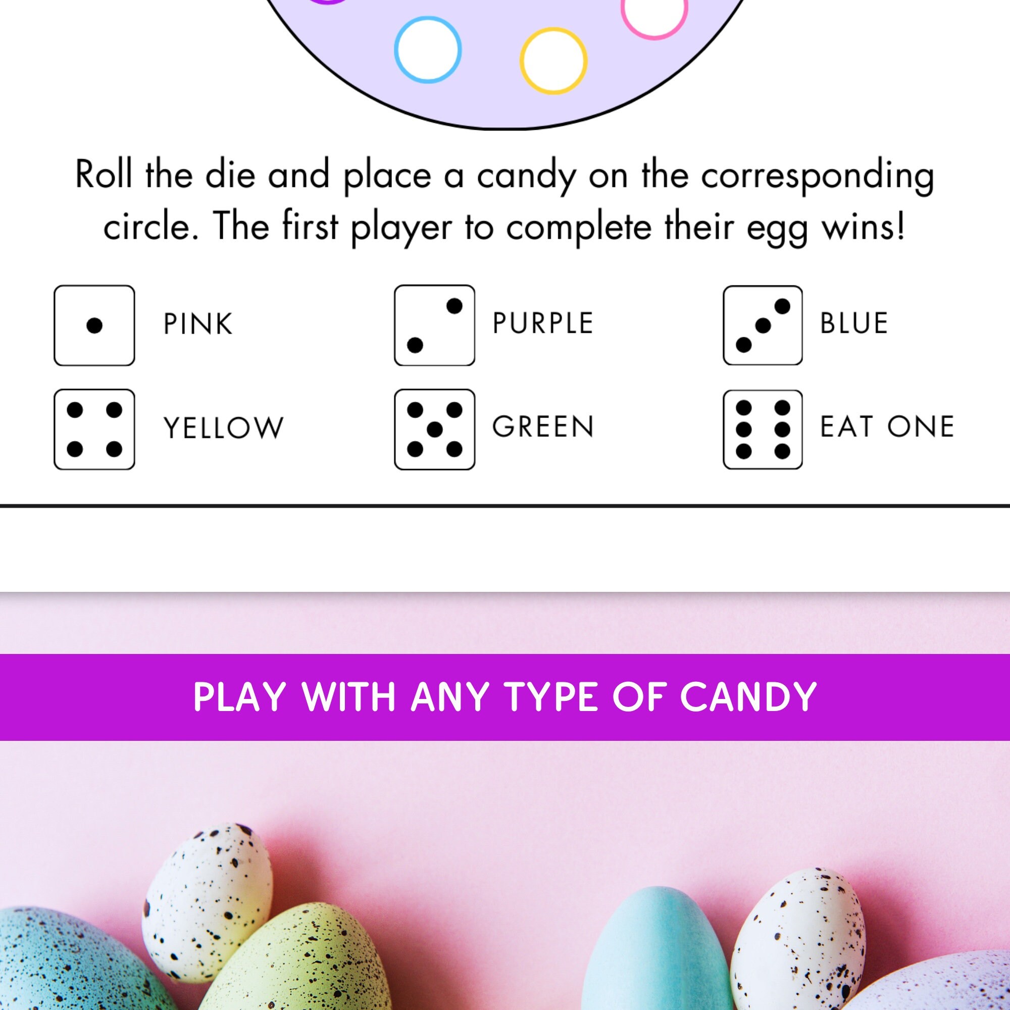 Easter Roll an Egg Game - Easter Egg Roll Game - Easter Classroom Party ...