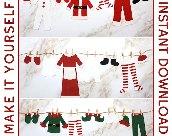 Printable Template for Santa's Clothesline Garland - PDF Instant ...