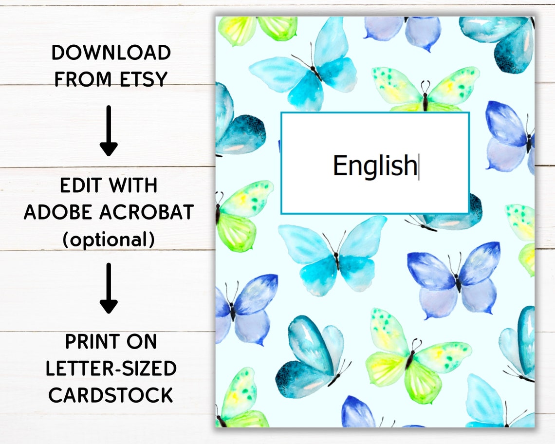 Printable Butterfly Binder Covers Editable Instant Download - Etsy