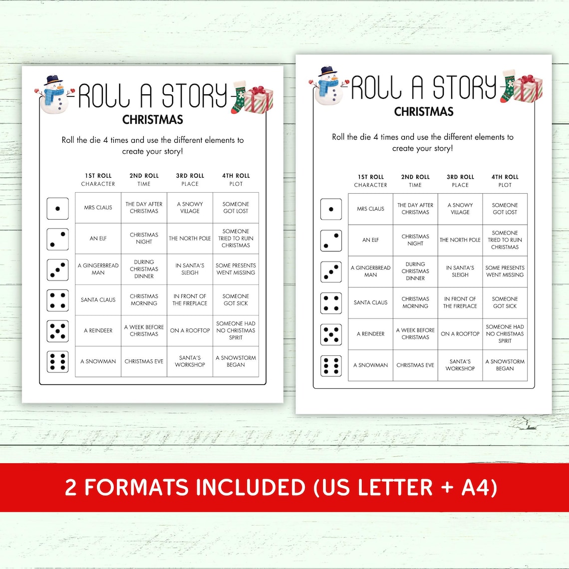 Christmas Roll a Story - Creative Writing Prompt Activity - Printable ...