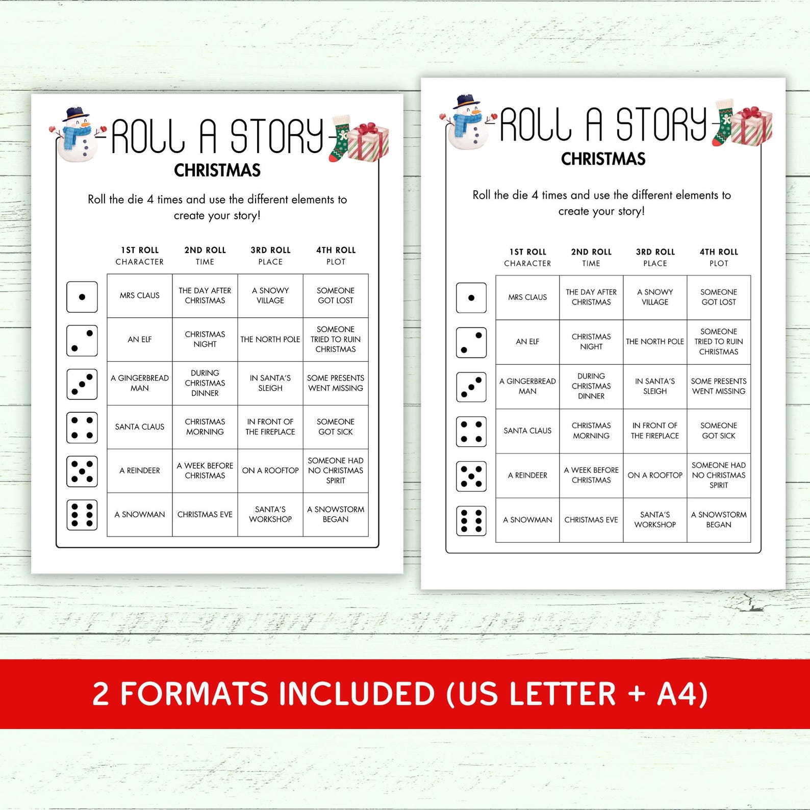 Christmas Roll a Story - Creative Writing Prompt Activity - Printable ...