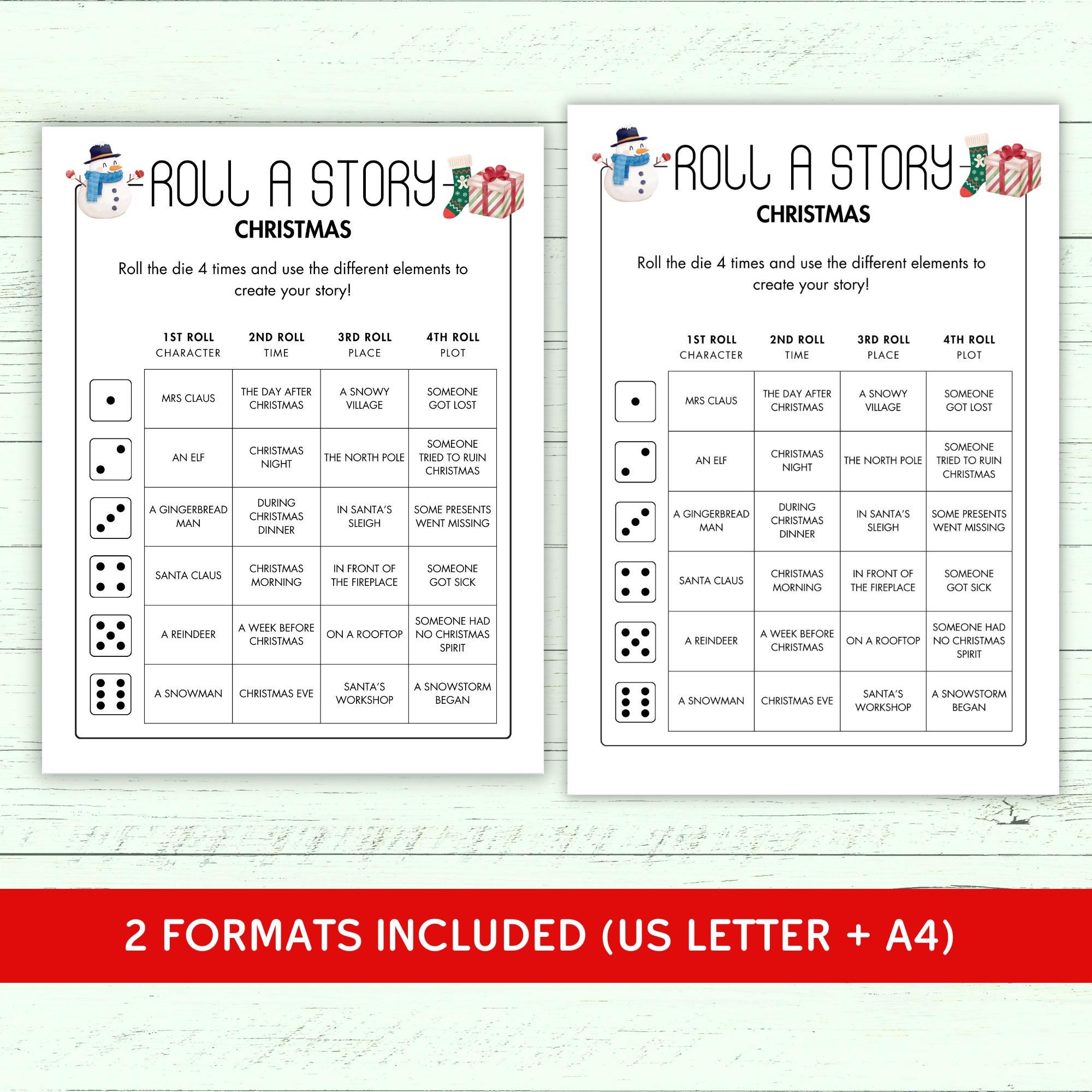 Christmas Roll a Story - Creative Writing Prompt Activity - Printable ...