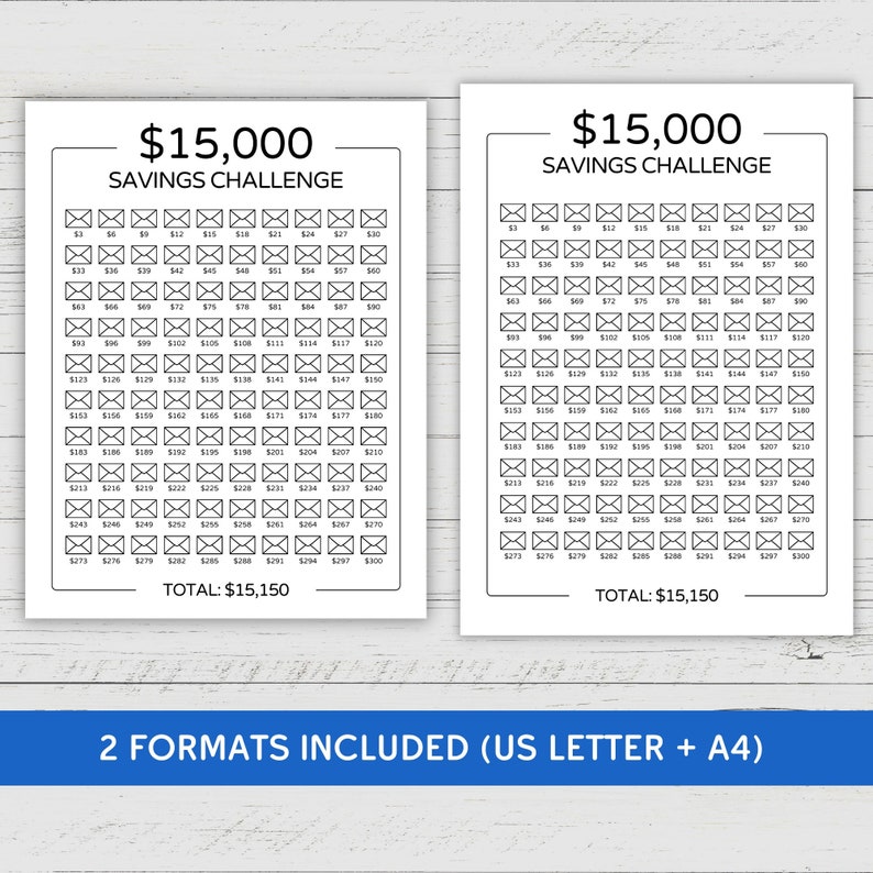 15K Savings Challenge Printable - 100 Envelopes Saving Challenge ...