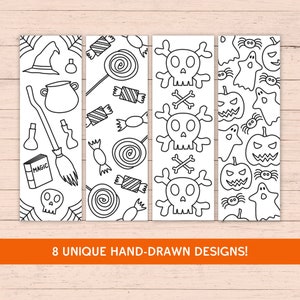 Printable Halloween Coloring Bookmarks - Set of 8 - PDF Instant Digital ...