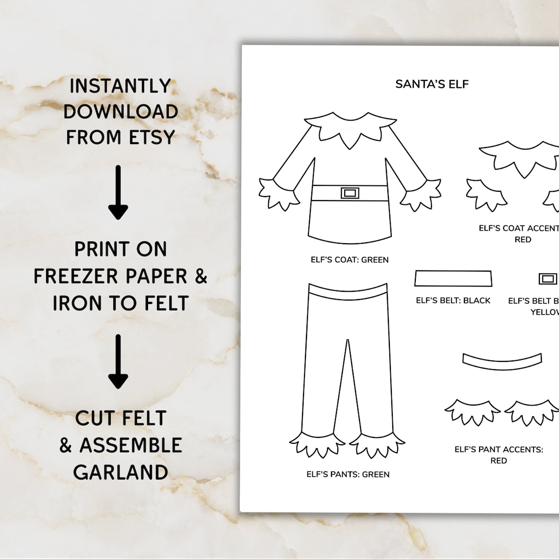 Printable Template for Santa's Elf Clothesline Garland - PDF Instant ...