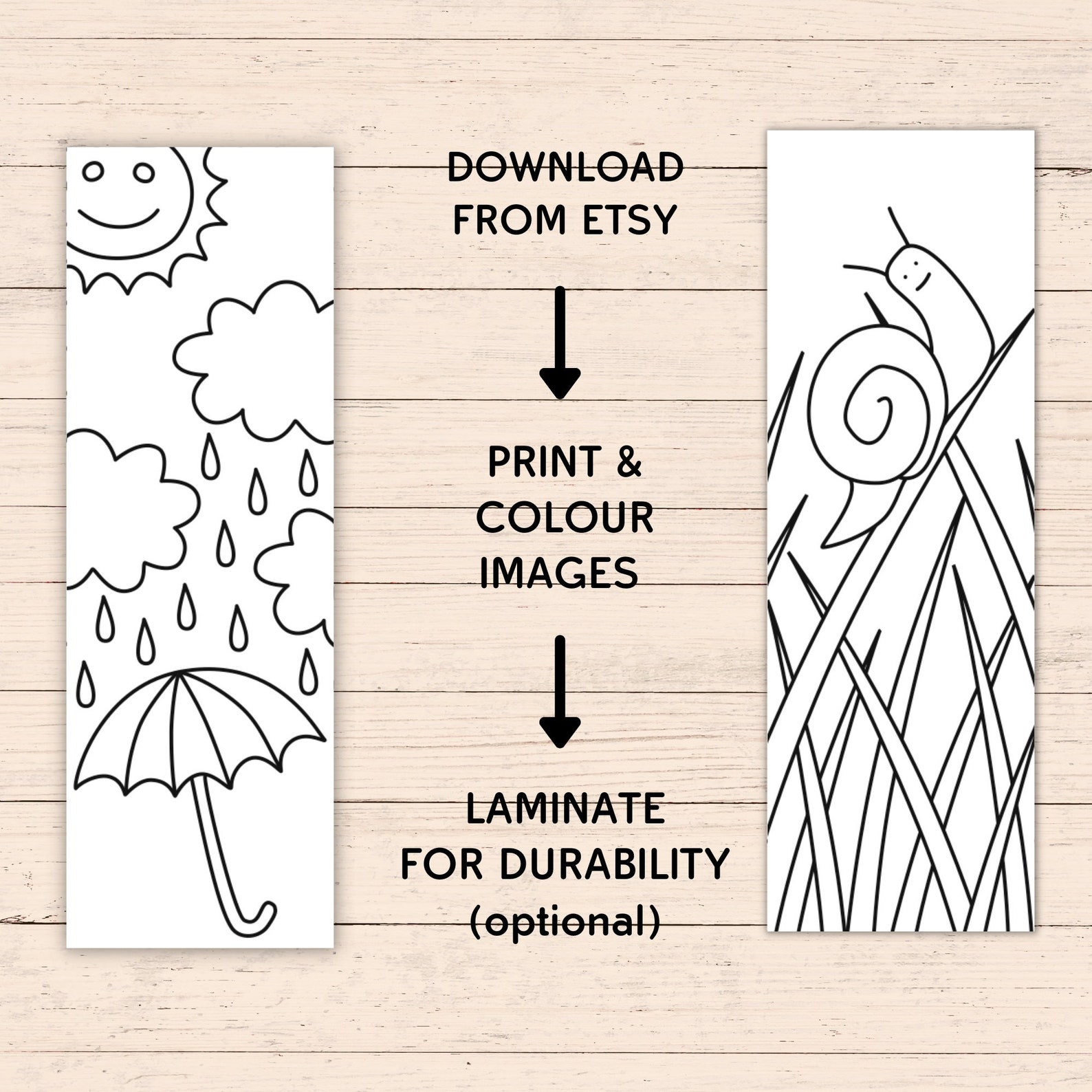 Printable Spring Coloring Bookmarks - Set of 6 - PDF Instant Digital ...