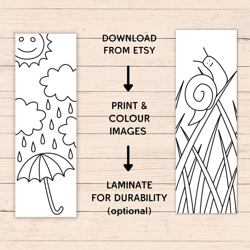 Printable Spring Coloring Bookmarks - Set of 6 - PDF Instant Digital ...