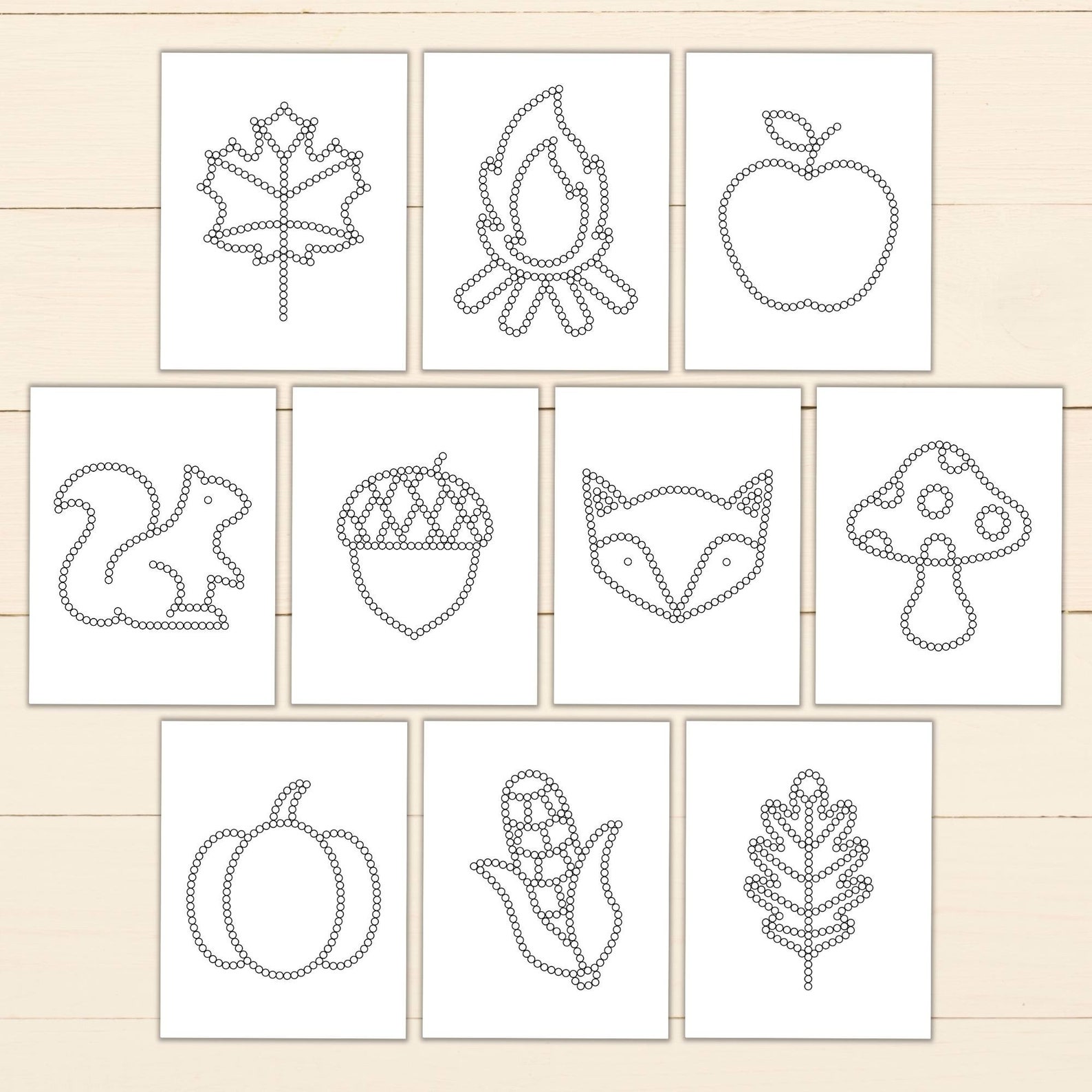 Fall Q-tip Tracing Sheets - Printable Preschool Worksheets for Fine ...