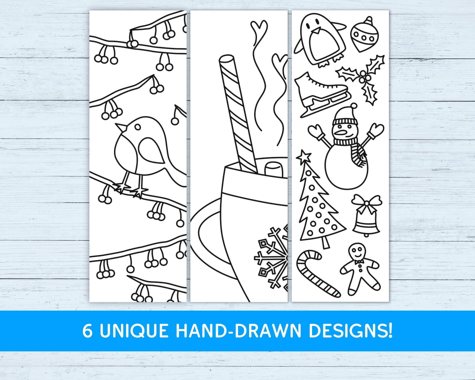 Printable Winter Coloring Bookmarks Set of 6 PDF Instant - Etsy Canada