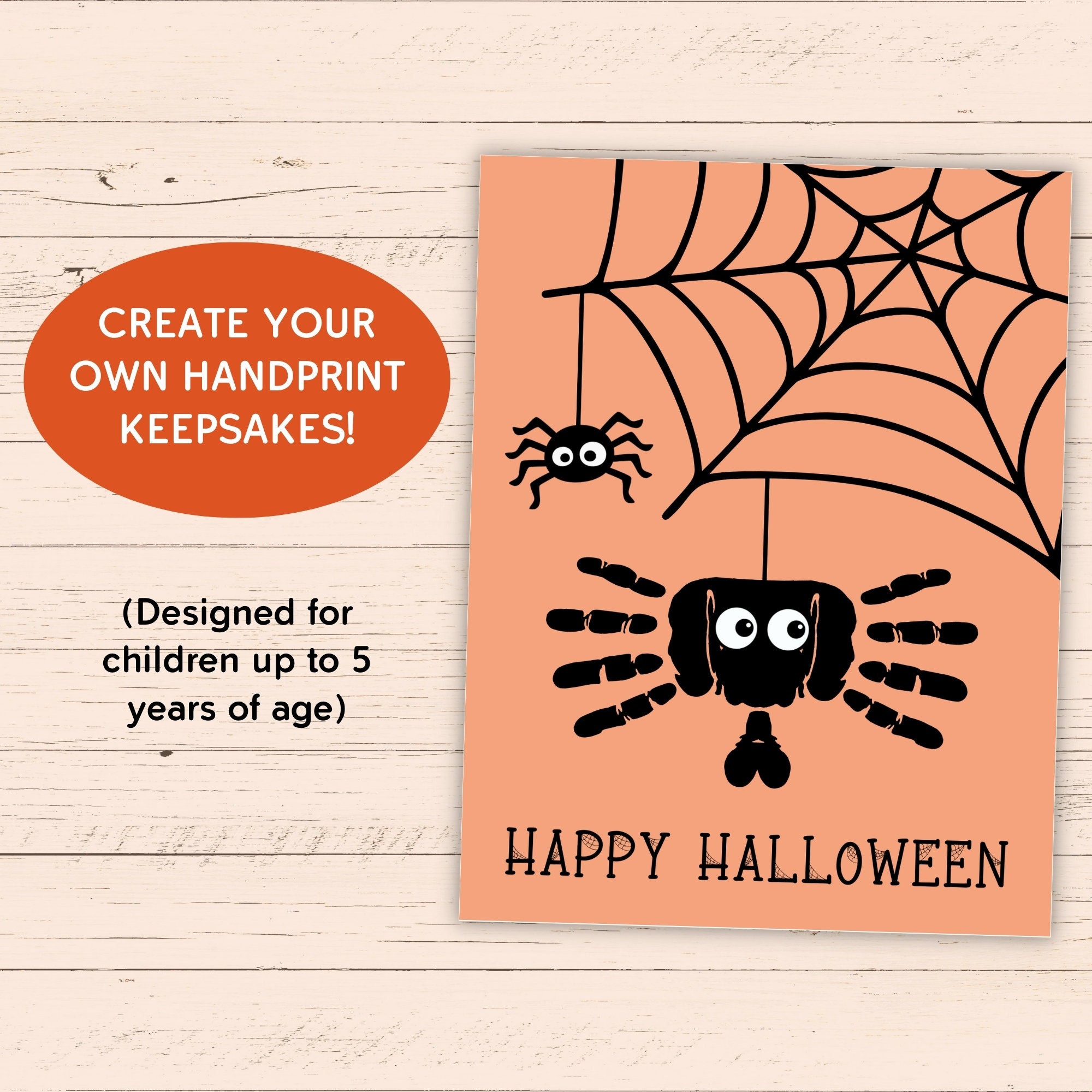 Halloween Spider Handprint Craft Template - Handprint Art Kit for Kids ...