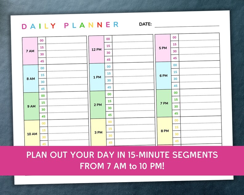 15-minute Horizontal Planner Printable Editable Instant | Etsy
