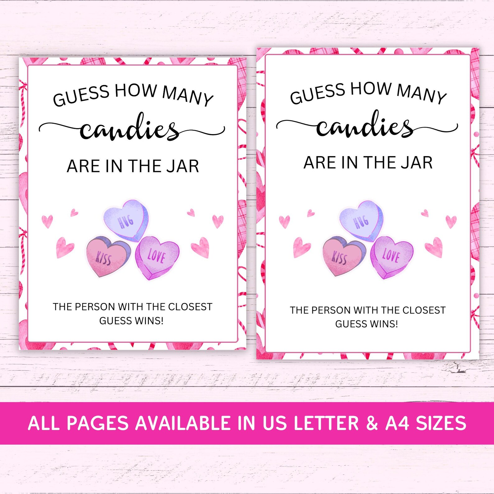 Valentine Candy Guessing Game - Valentine Guessing Jar Game - Classroom ...