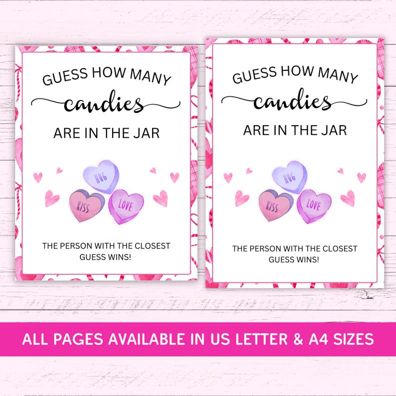 Valentine Candy Guessing Game - Valentine Guessing Jar Game - Classroom ...