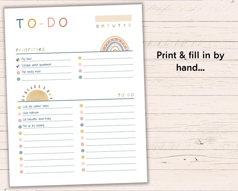 Printable Boho Daily Weekly Monthly Planner Page Bundle - Etsy