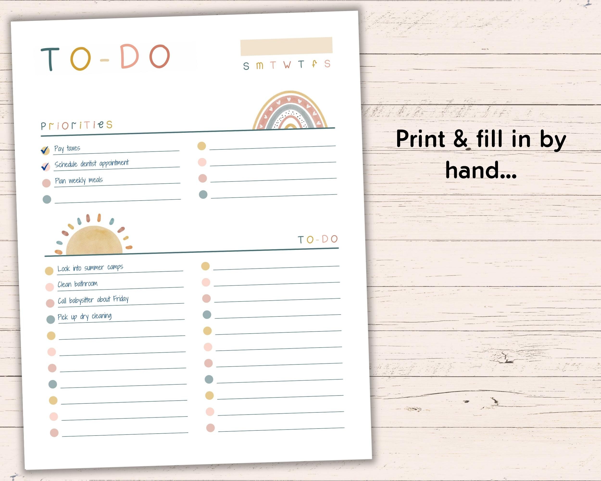 Printable Boho Daily Weekly Monthly Planner Page Bundle - Etsy Canada
